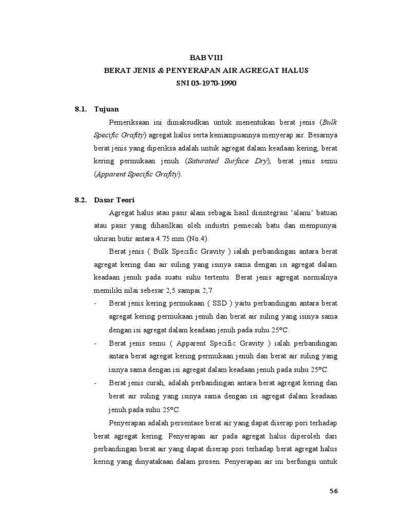 8. BERAT JENIS & PENYERAPAN AIR AGREGAT HALUS | PDF