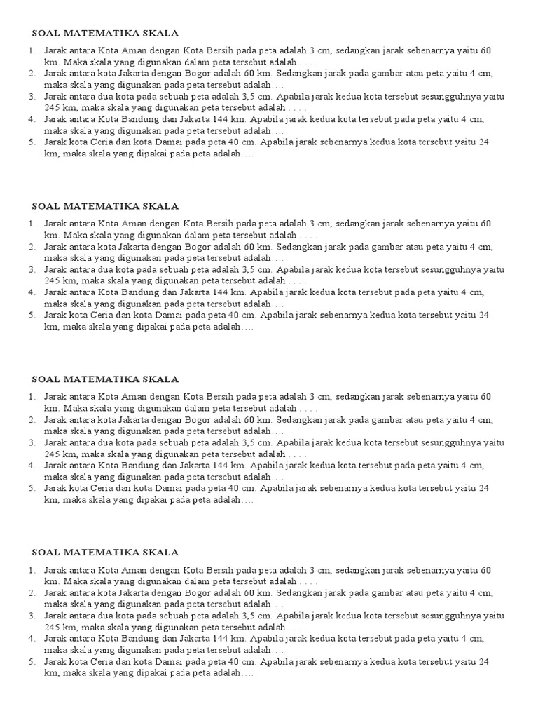 Soal Matematika Skala | PDF | Metode & Bahan Ajar