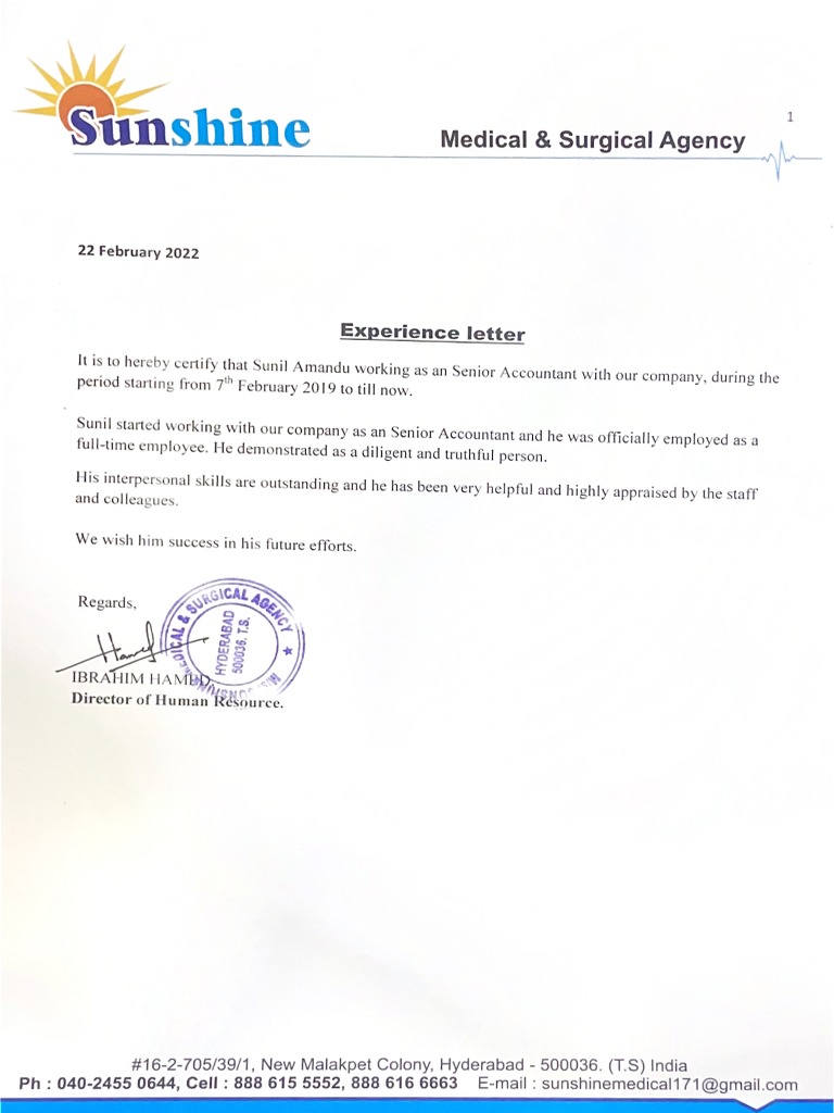 Sunil-Sunshine Medical Experience PDF | PDF