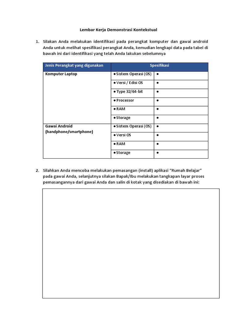 Lembar Kerja Demonstrasi Kontekstual PDF | PDF