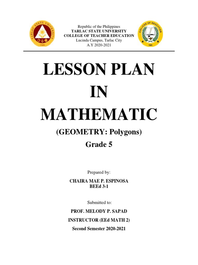 ESPINOSA, CHAIRA MAE P. (DETAILED LP-GEOMETRY POLYGONS Grade 5) | PDF ...