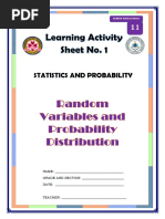 Statistics & Probability LAS 1 | PDF | Random Variable | Probability Distribution