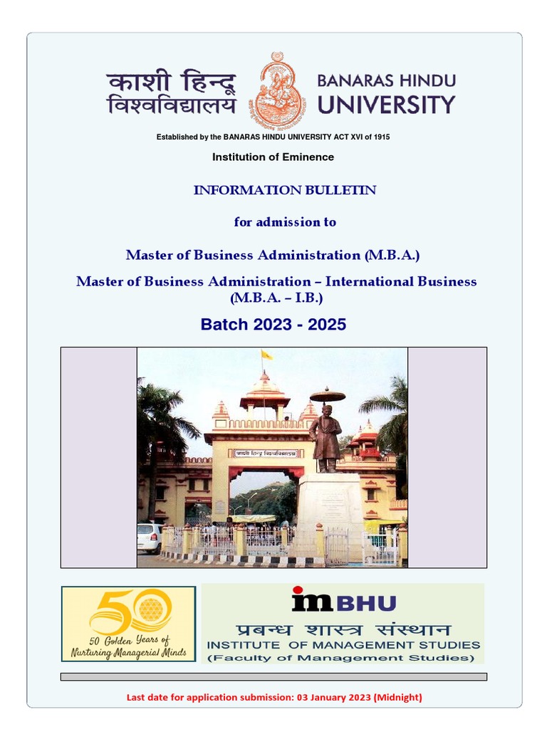 IM-BHU Information Bulletin 2023-25 | PDF | University And College ...