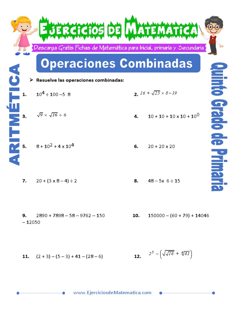Actividades de Operaciones Combinadas para Quinto de Primaria | PDF