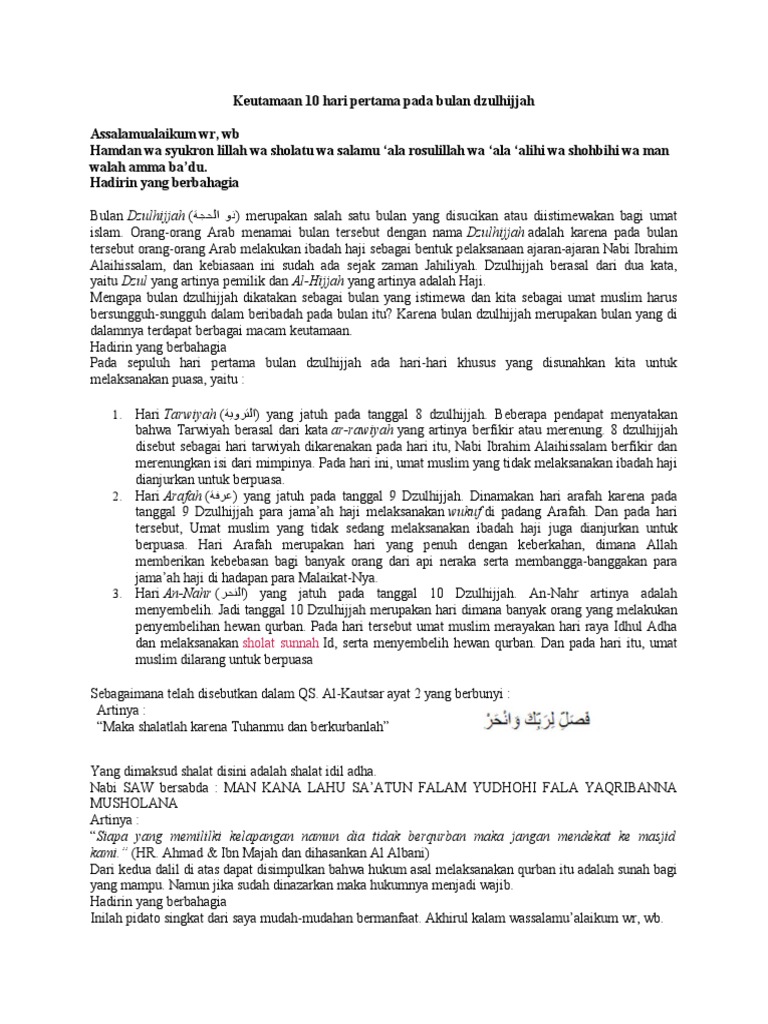 Keutamaan 10 Hari Pertama Pada Bulan Dzulhijjah | PDF | Agama & Spiritualitas