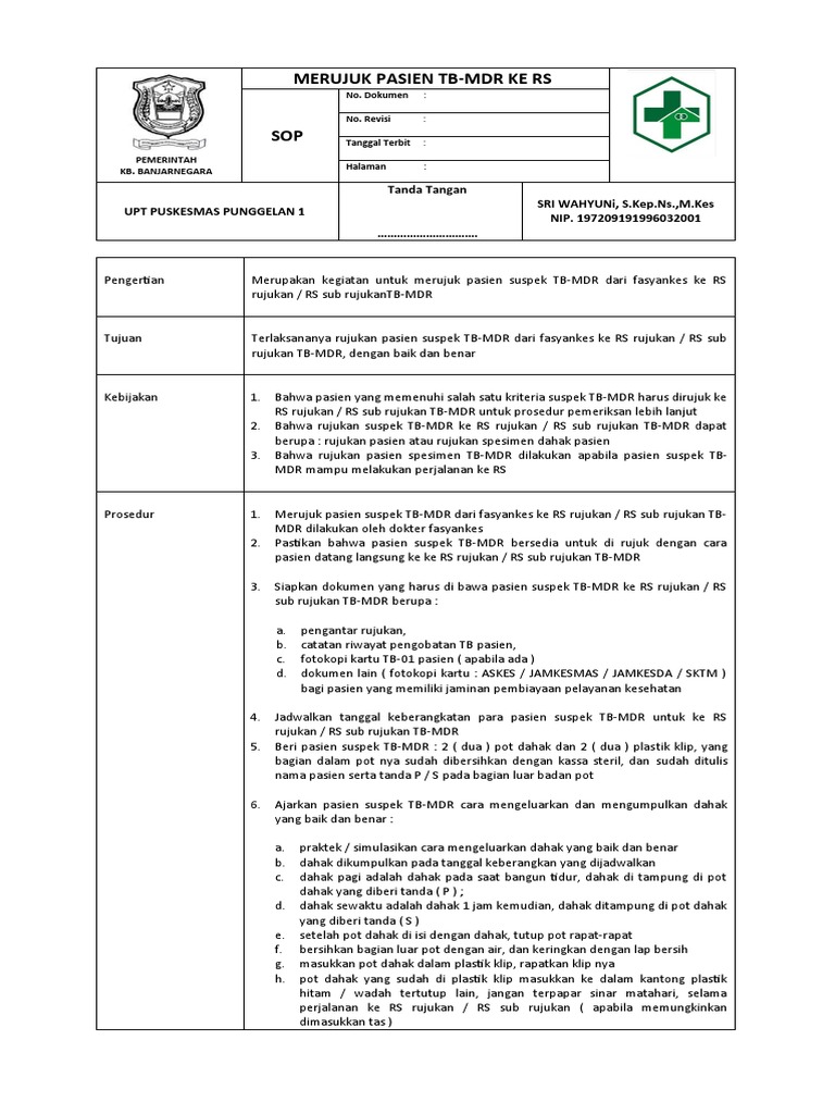 SOP Rujukan Pasien TB-MDR | PDF