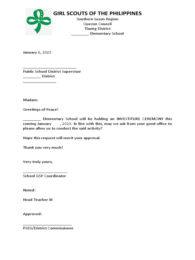 Investiture Letter To District Supervisor | PDF