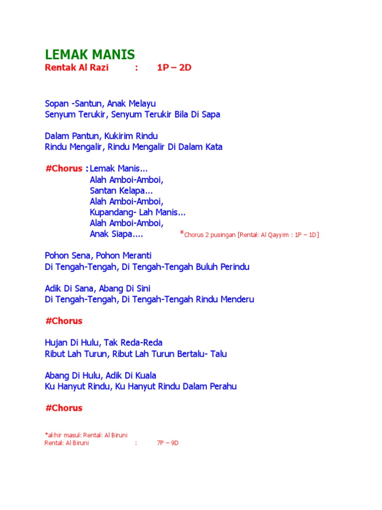 Lagu Lemak Manis | PDF