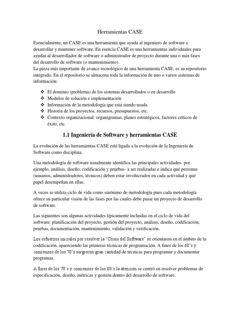 Herramientas CASE | PDF | Software | Ingeniería de software