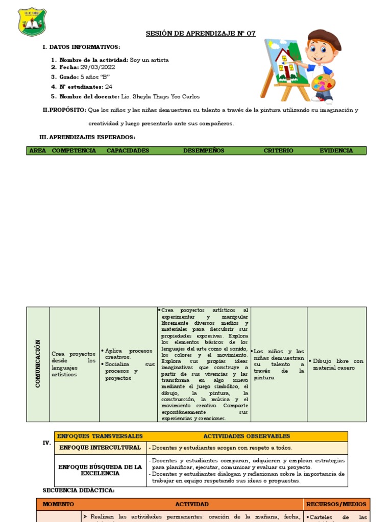 SESIÓN DE APRENDIZAJE N°7 | PDF | Enseñando | Aprendizaje