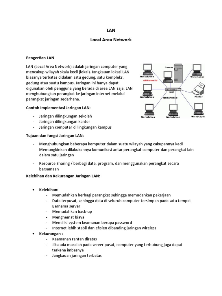 Pengertian dan Komponen Dasar LAN (Local Area Network | PDF