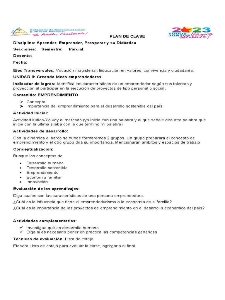 Plan de Clase Aep - 2023 | PDF