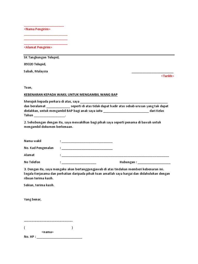 Contoh Surat Wakil | PDF