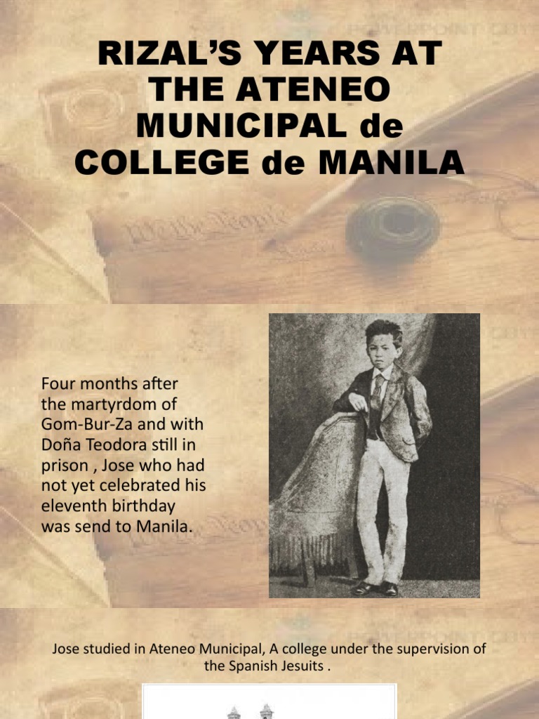 Rizal's Years at The Ateneo Municipal de College de Manila | PDF | Manila