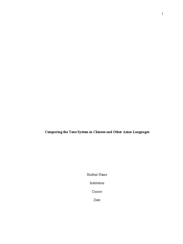 Tone Systems in Asian Languages | PDF | Tone (Linguistics) | Korean ...