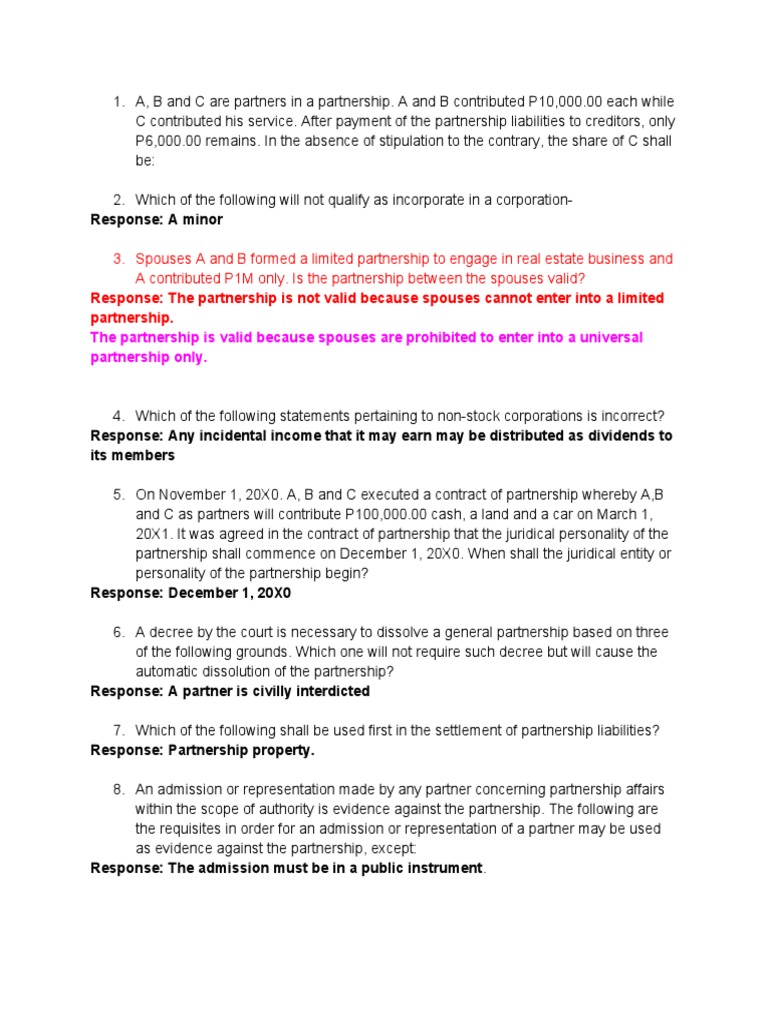 Midterm RFBT | PDF | Partnership | General Partnership