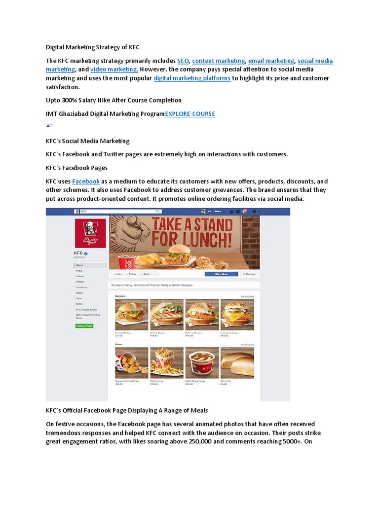 KFC's Comprehensive Digital Marketing Strategy | PDF | Social Media ...