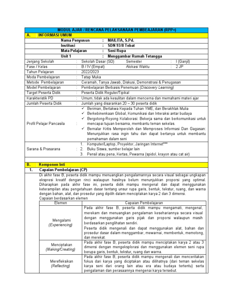 05.modul Ajar Seni Rupa KLS 4 Ganjil | PDF
