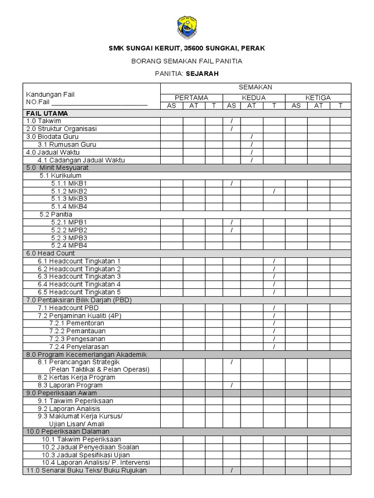 Semakan Fail Panitia SMK Sungkai | PDF