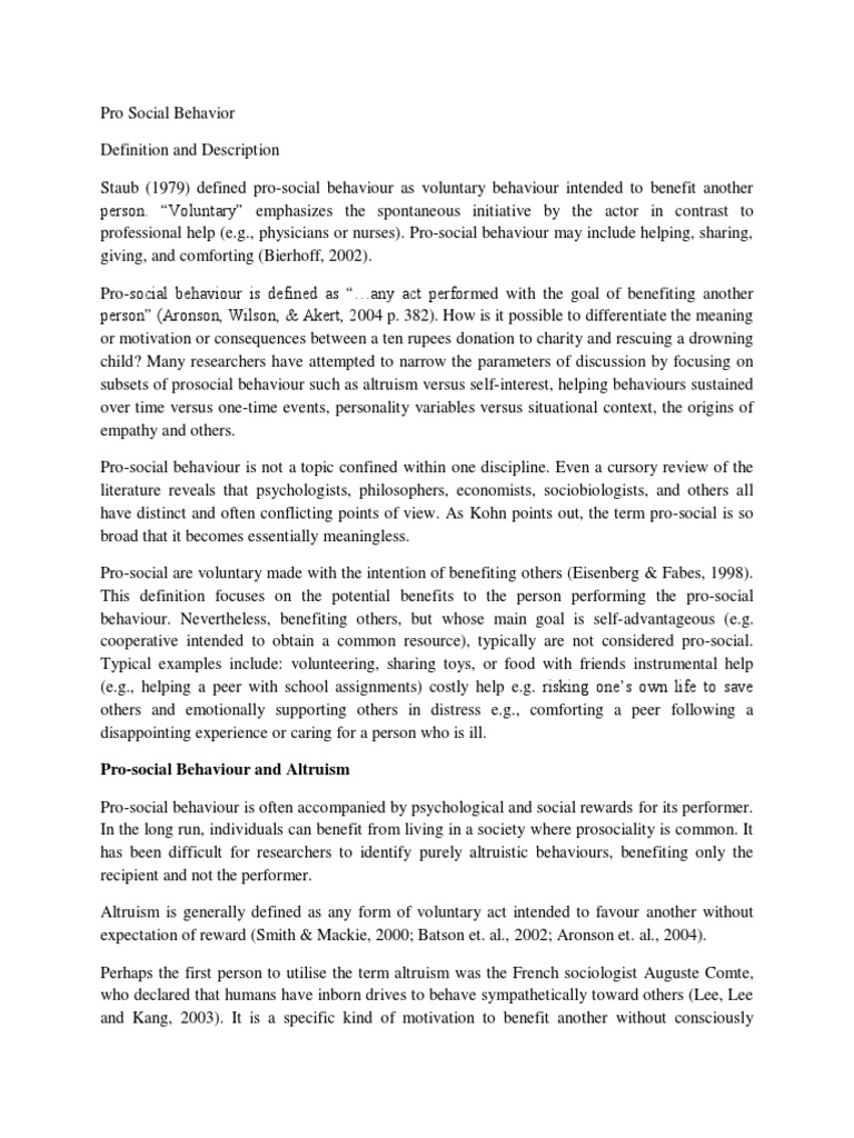 Pro Social Behaviour PDF | PDF | Altruism | Psychology
