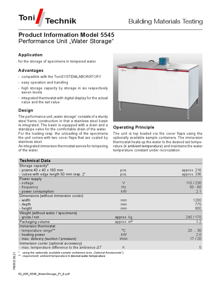 Water Storage Unit Model 5545 Overview | PDF | Thermostat | Water