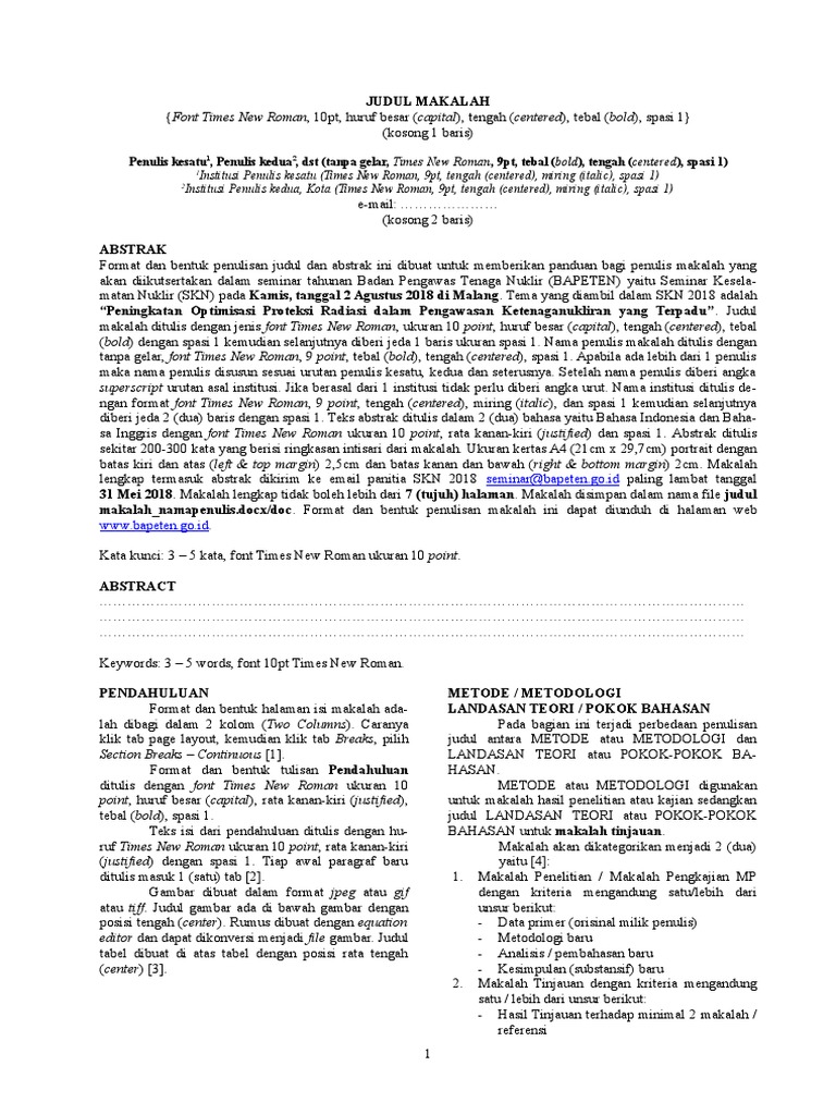 Template Penulisan Makalah SKN 2018 | PDF