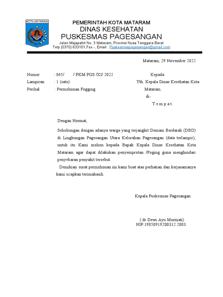 Surat Permintaan Fogging | PDF