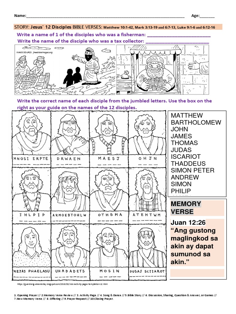 12 Disciples Activity for Kids | PDF | New Testament | Canonical Gospels