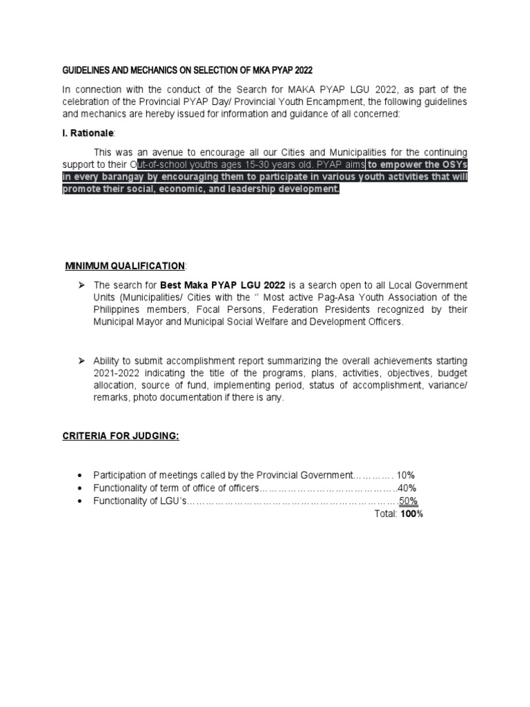 GUIDELINES for MAKA PYAP LGU | PDF