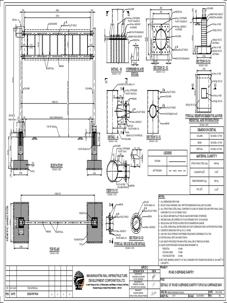 Signboard - Gantry 9.5m Carriage Way Sheet 1 | PDF | Column ...