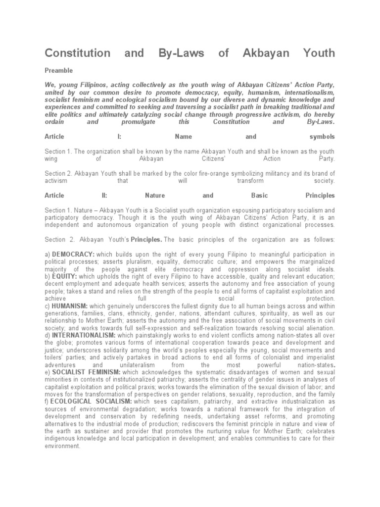 Constitution and by Laws Sample | PDF | Constitutional Amendment ...