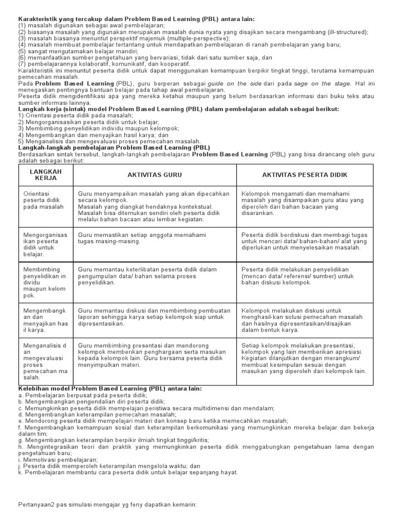 Karakteristik Yang Tercakup Dalam Problem Based Learning | PDF