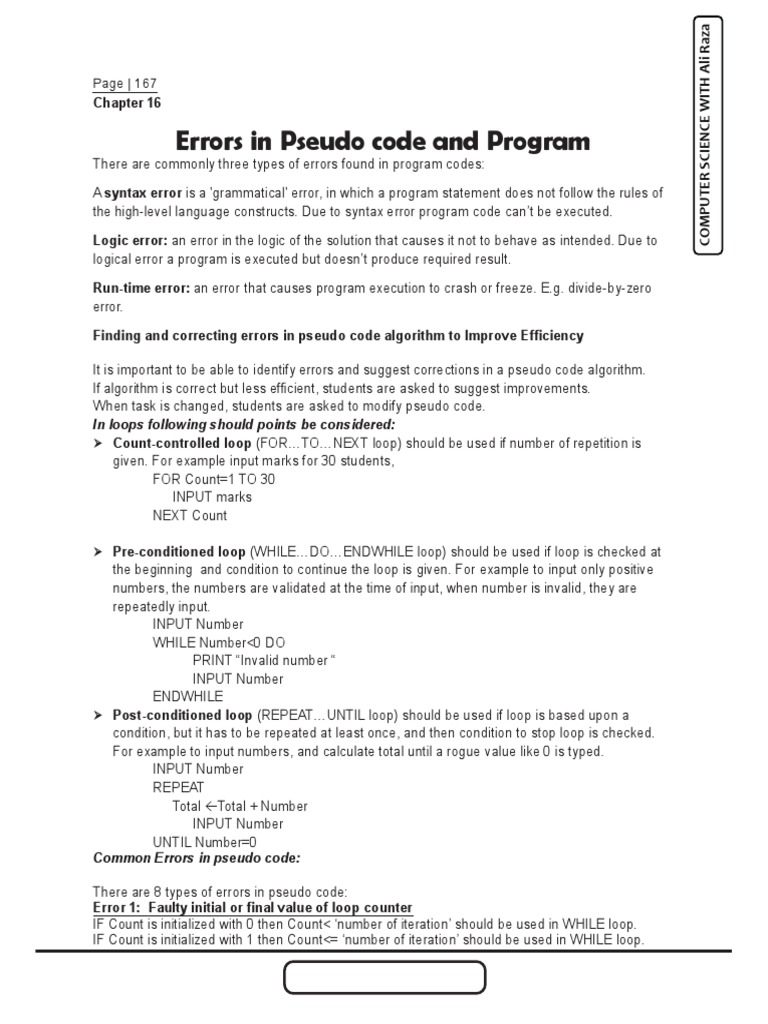 2.5 PsedoCodeErrors | PDF | Control Flow | Computer Program