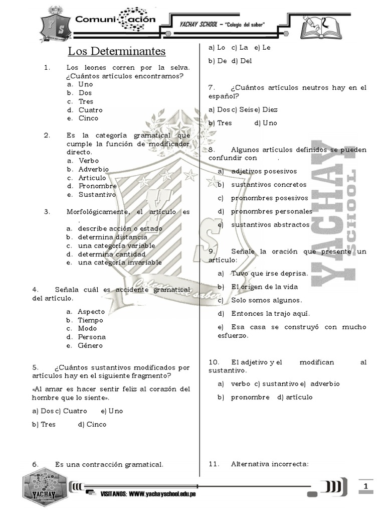 Los Determinantes | PDF | Sustantivo | Adjetivo