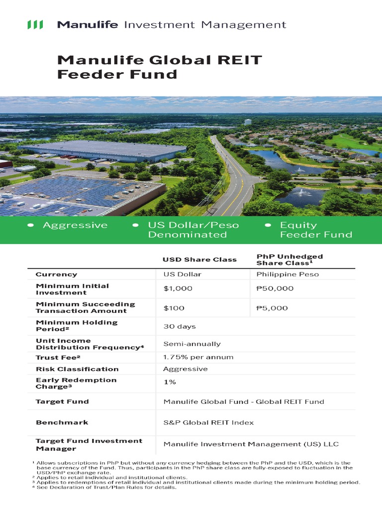 Manulife Global Reit Feeder Fund Brochure PDF | PDF