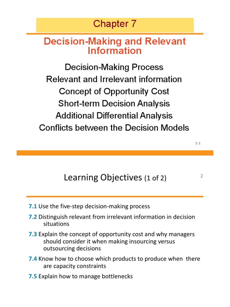 MA - CH 7 - New - Decision-Making and Relevant Information | PDF | Opportunity Cost | Linear ...