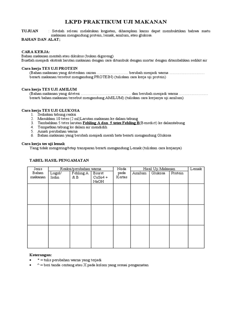 LKPD Uji Makanan | PDF | Kesehatan Holistik