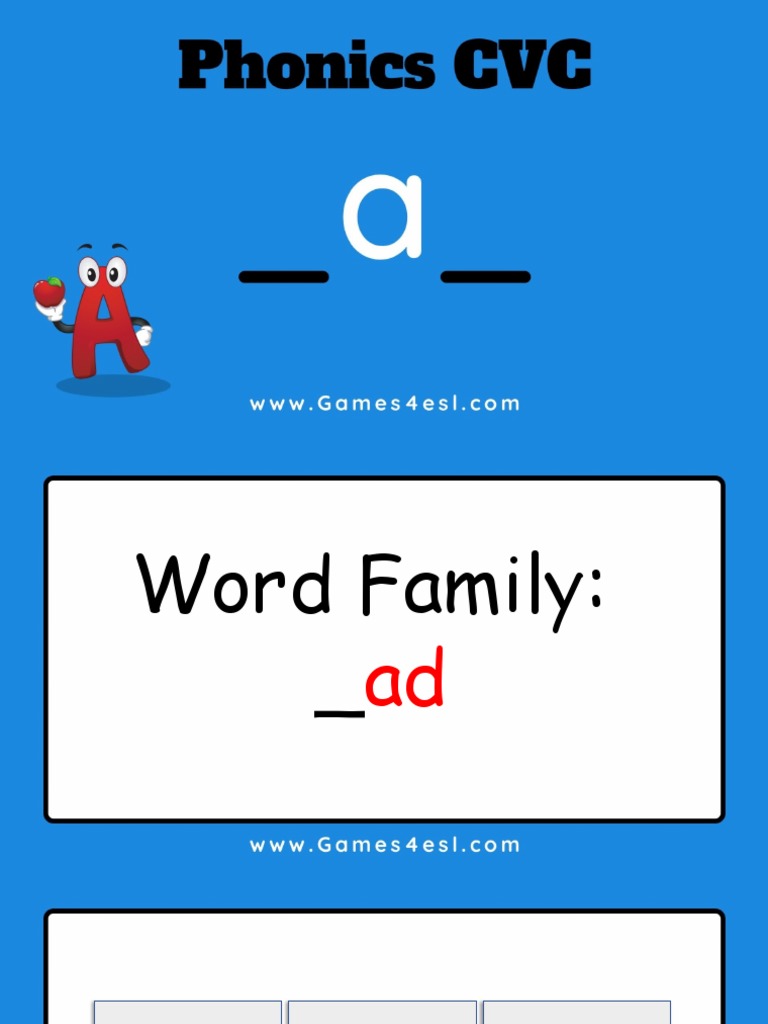 Phonics CVC Letter A Word Family Ad | PDF