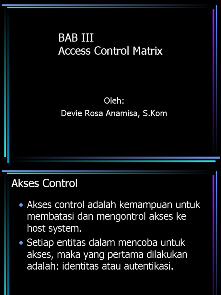 Bab III Access Control Matrix | PDF