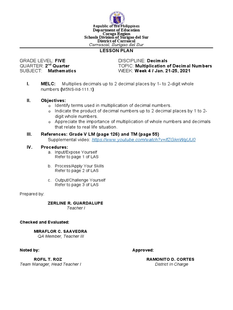 q2 Math Week 4 | PDF | Numbers | Multiplication