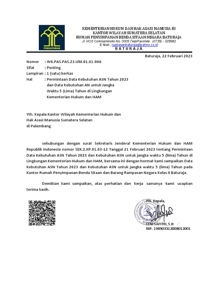 PERMINTAAN DATA ASN 2023-2027 | PDF