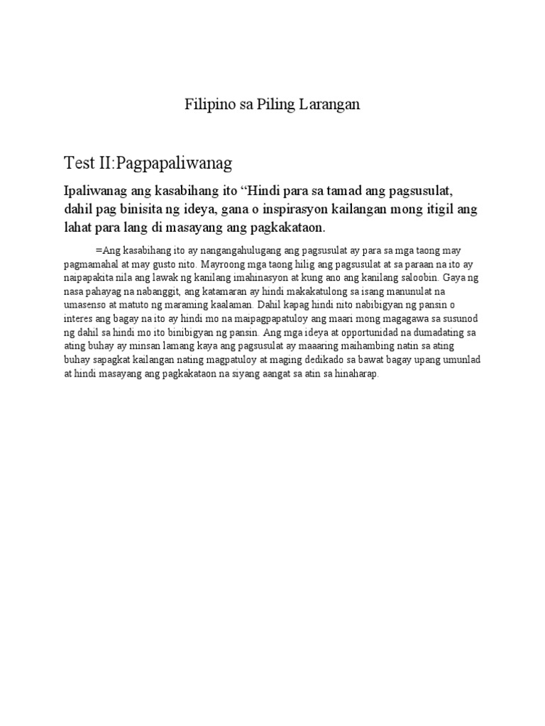 Filipino Sa Piling Larangan | PDF
