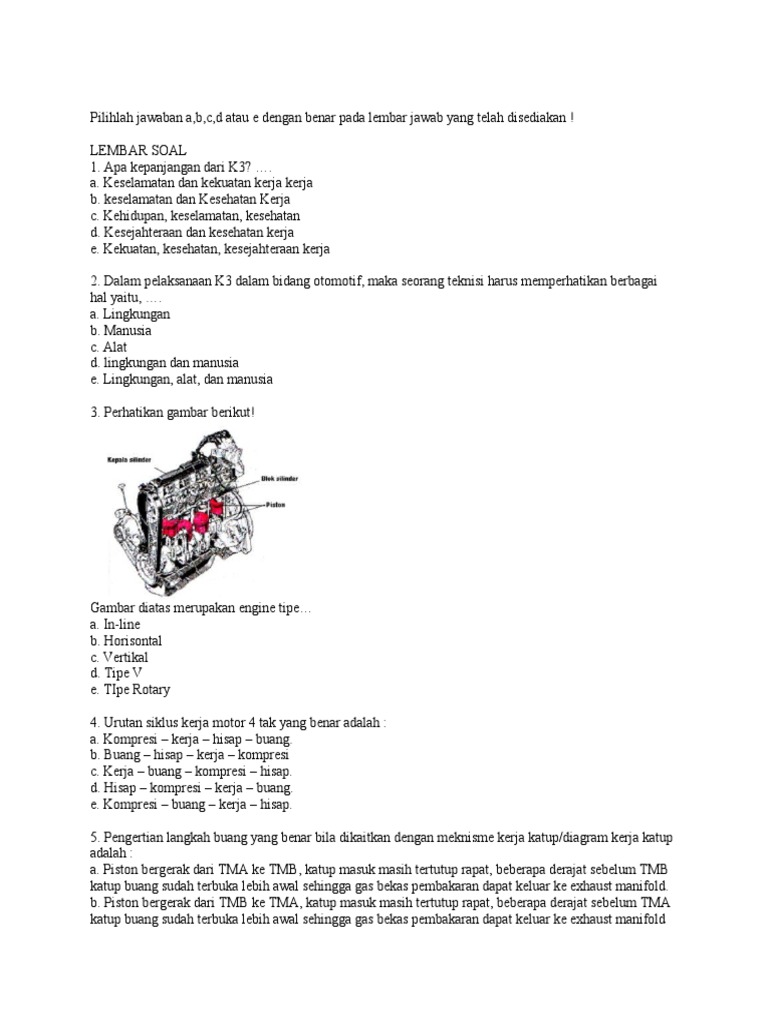 Soal Tdo Kelas 10 TBSM 2021 | PDF