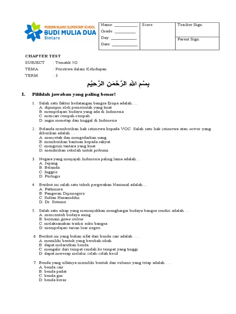 Soal CT Tema 5G | PDF