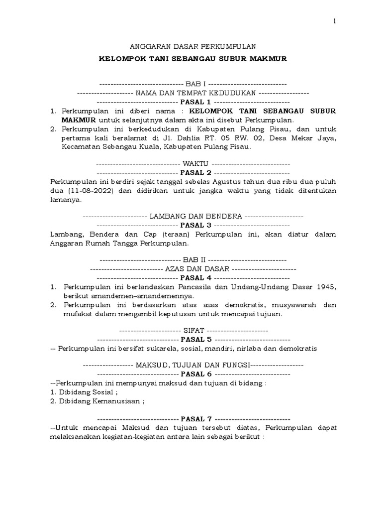 Anggaran Dasar Perkumpulan | PDF | Griya & Taman | Teknologi & Rekayasa