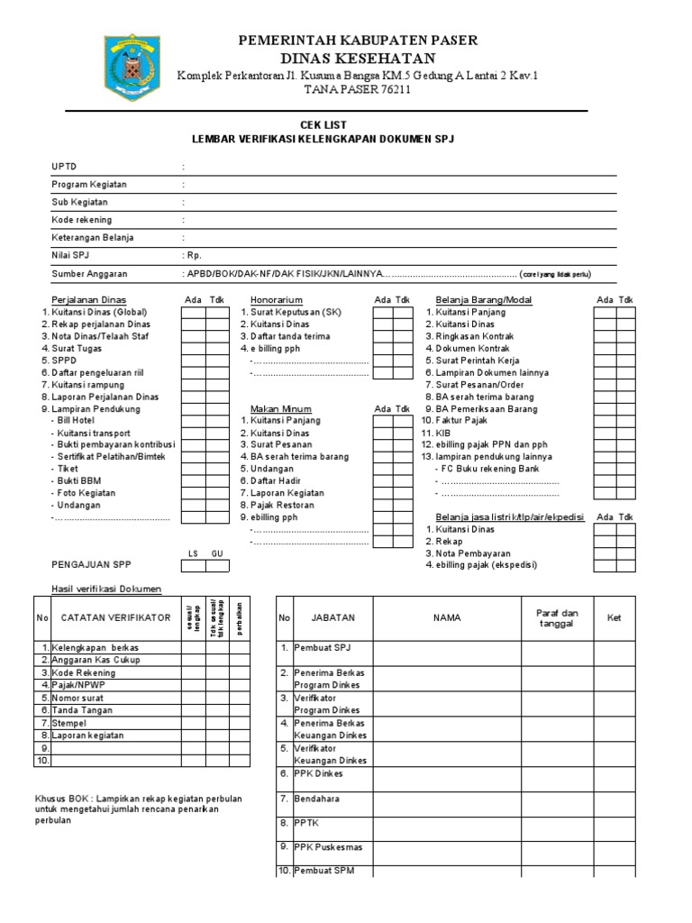Cek List Puskesmas | PDF