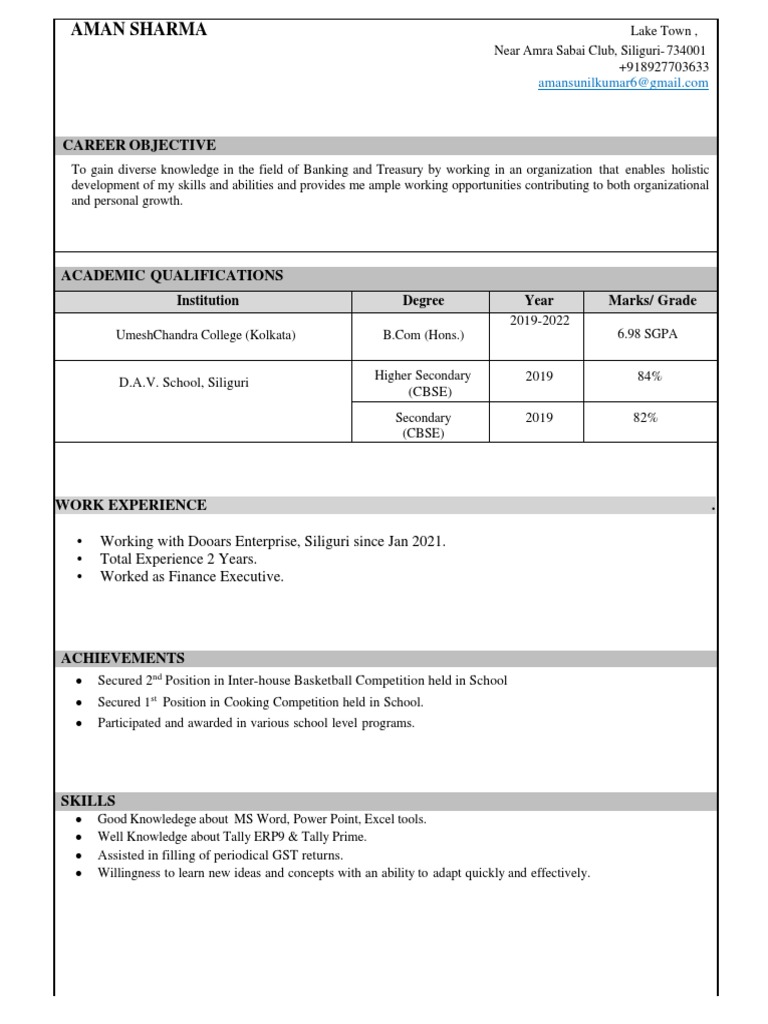 CV Aman Sharma PDF | PDF | Cognition | Learning