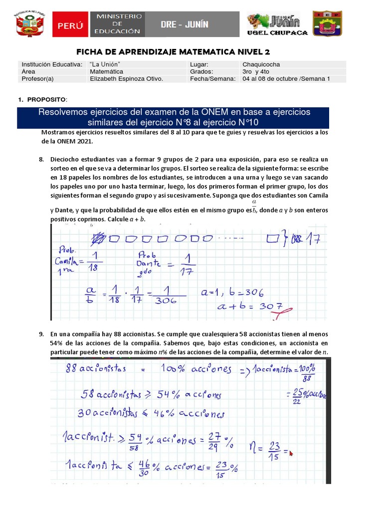 Ficha de Matemática 4to Secundaria | PDF | Matemáticas