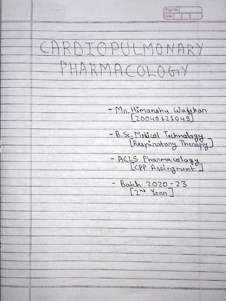 49 - Himanshu - ACLS (Cardiopulmonary Pharmacology Assignment) | PDF