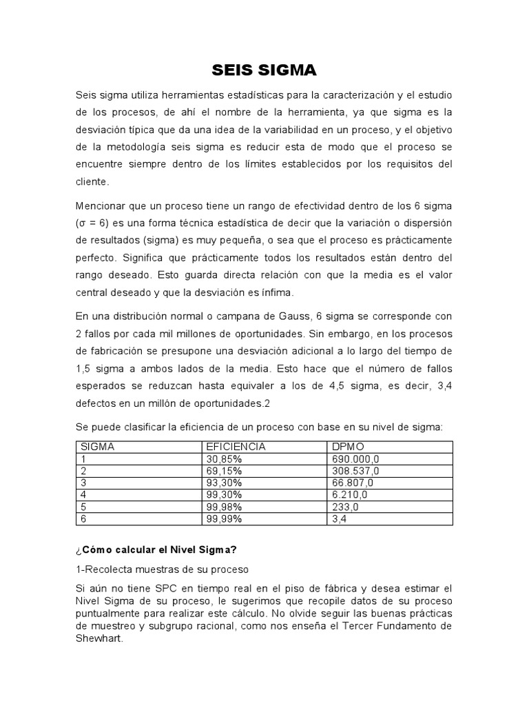 SEIS SIGMA | PDF | Six Sigma